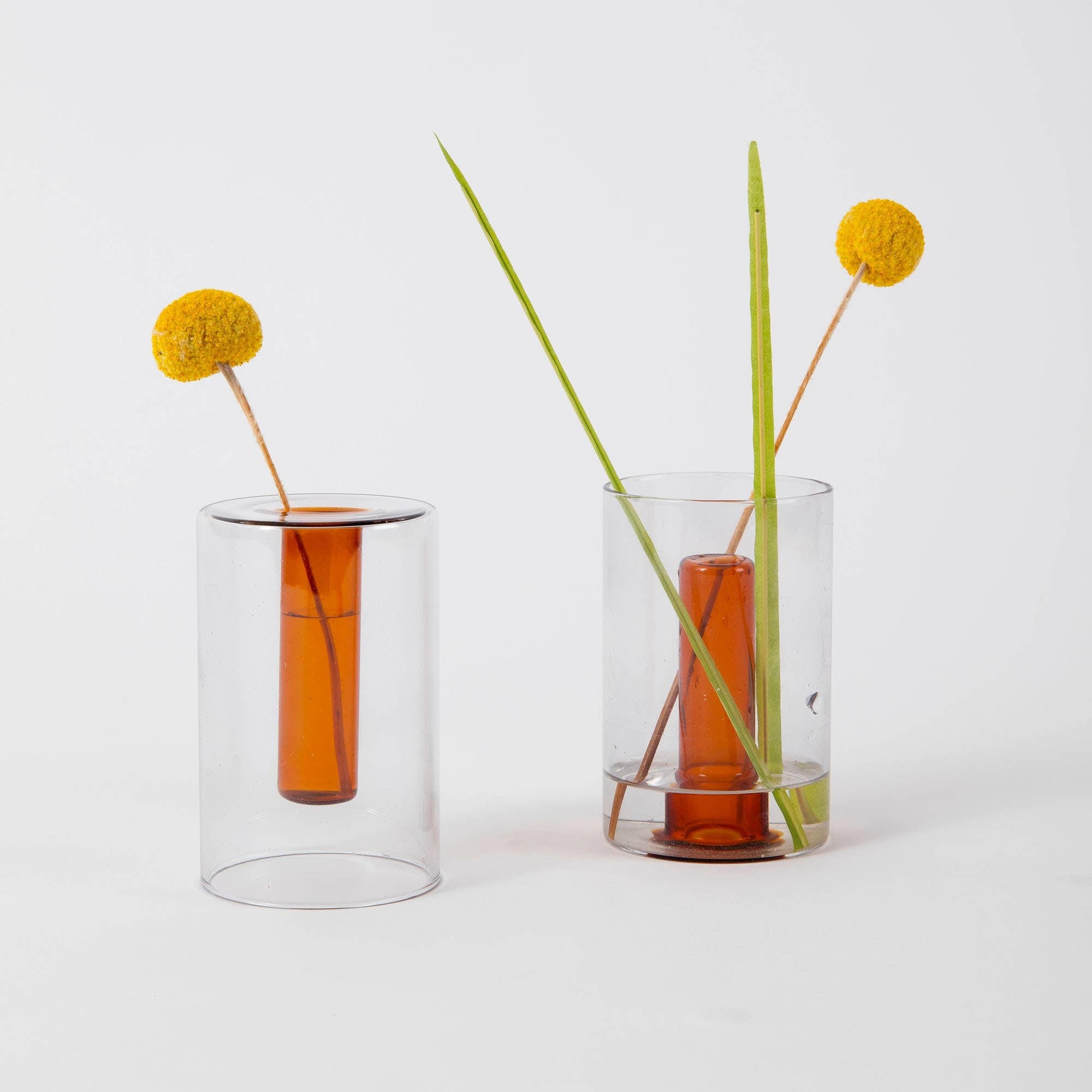 Block Design - Reversible Glass Vase - Grey and Orange | Cloud-Hidden ...