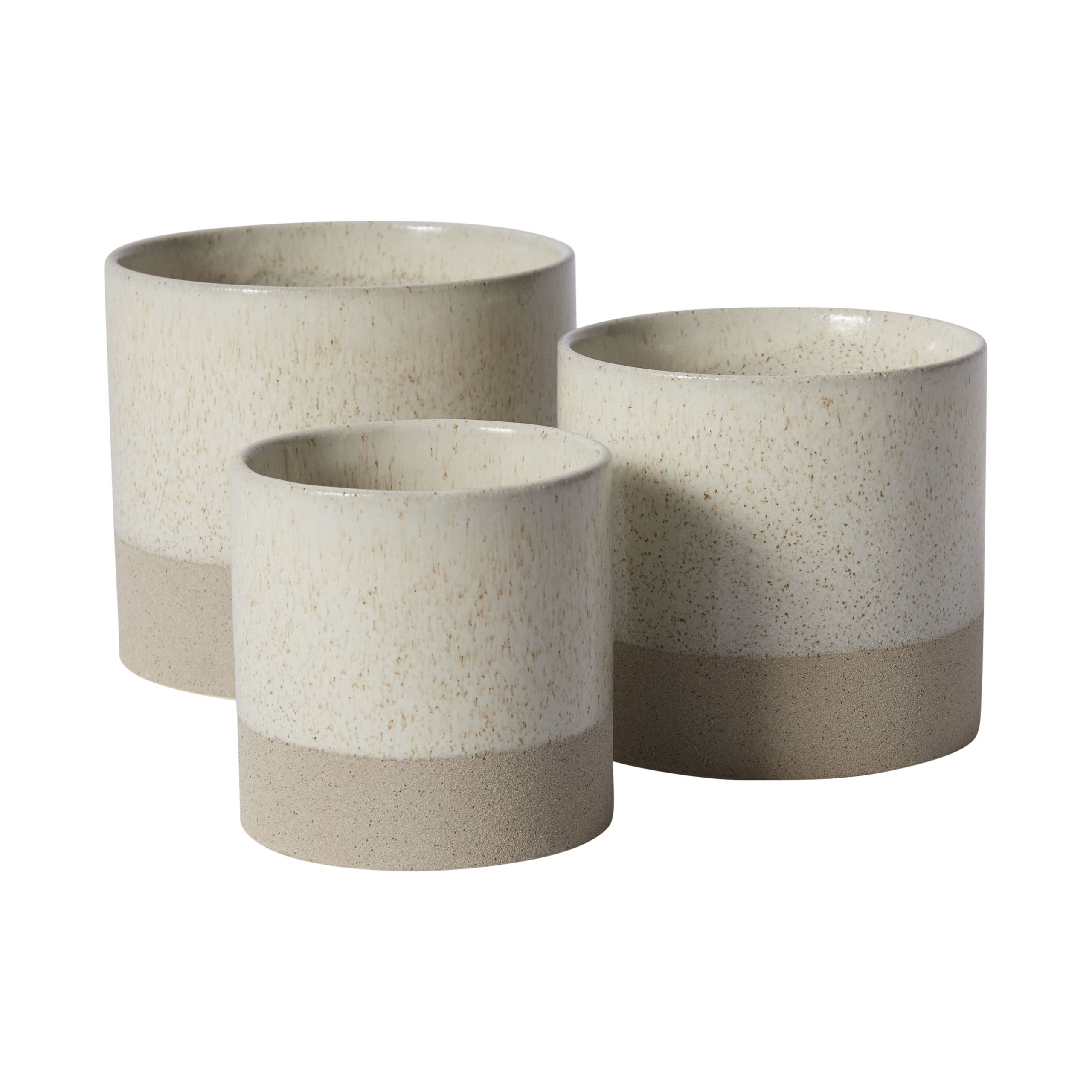 DOWNY Beige Speckle texture banded cylinder pot | Cloud-Hidden Plants ...